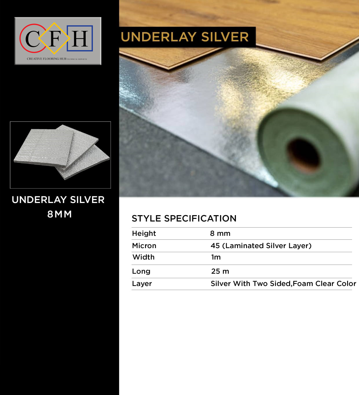 SILVER UNDERLAY 8MM - Creative Flooring Hub - Flooring Company in Dubai